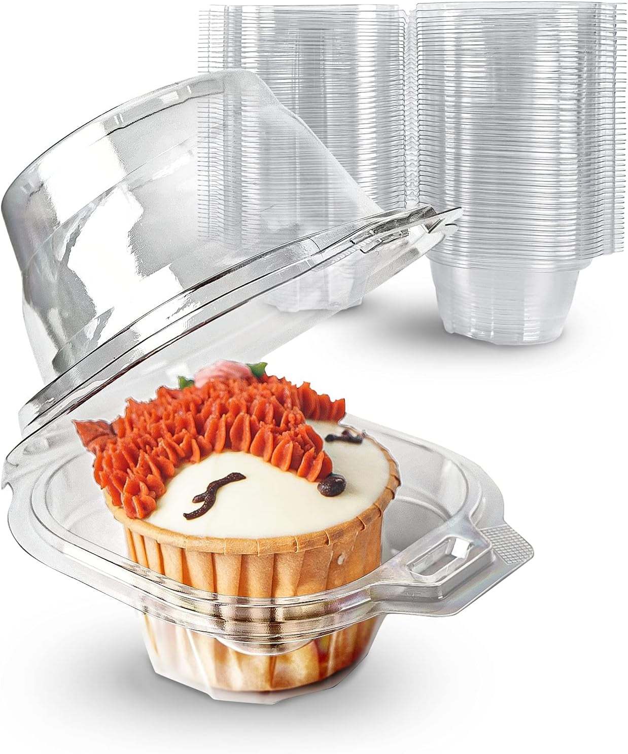 Stackable Individual Cupcake Containers - Single Compartment Disposable ...