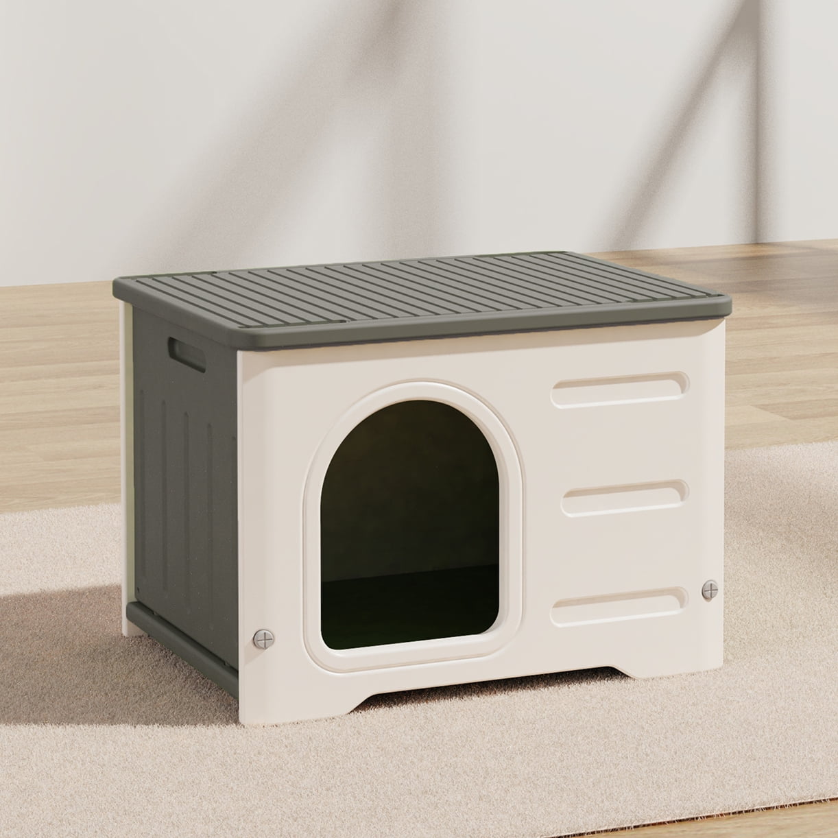 Stackable Insulated Plastic Cat House, Weatherproof Waterproof Elevated ...