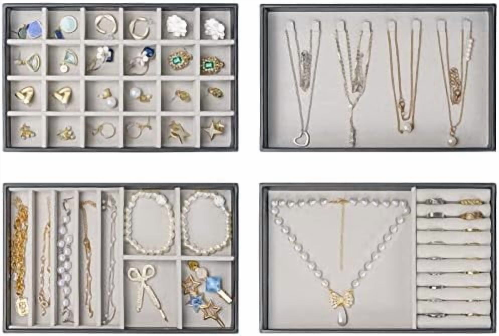 Stackable Jewelry Organizer Trays for Drawers, Jewelry Drawer Inserts ...