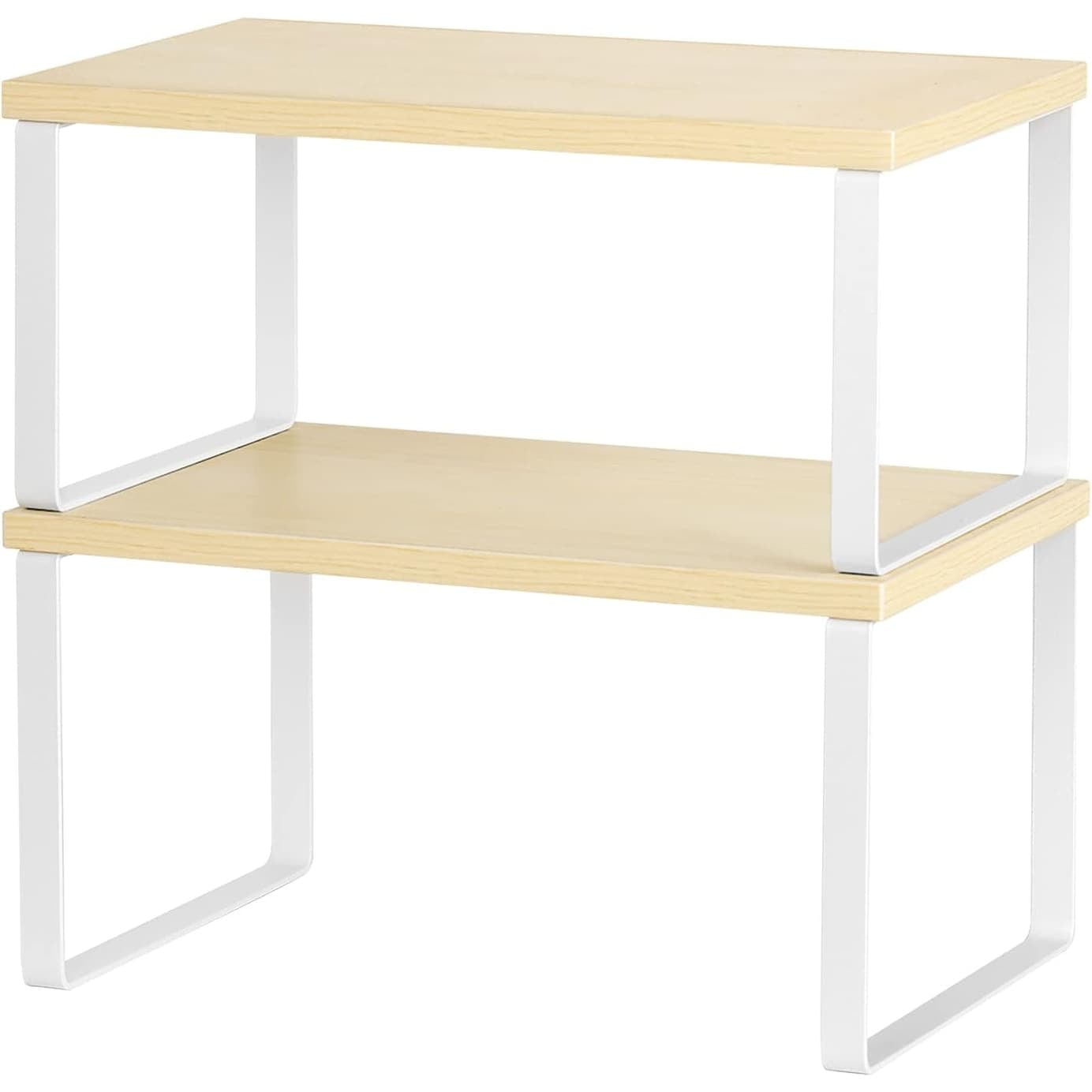 Stackable Kitchen Cabinet Shelves Organizer 2PCS - Natural-White ...