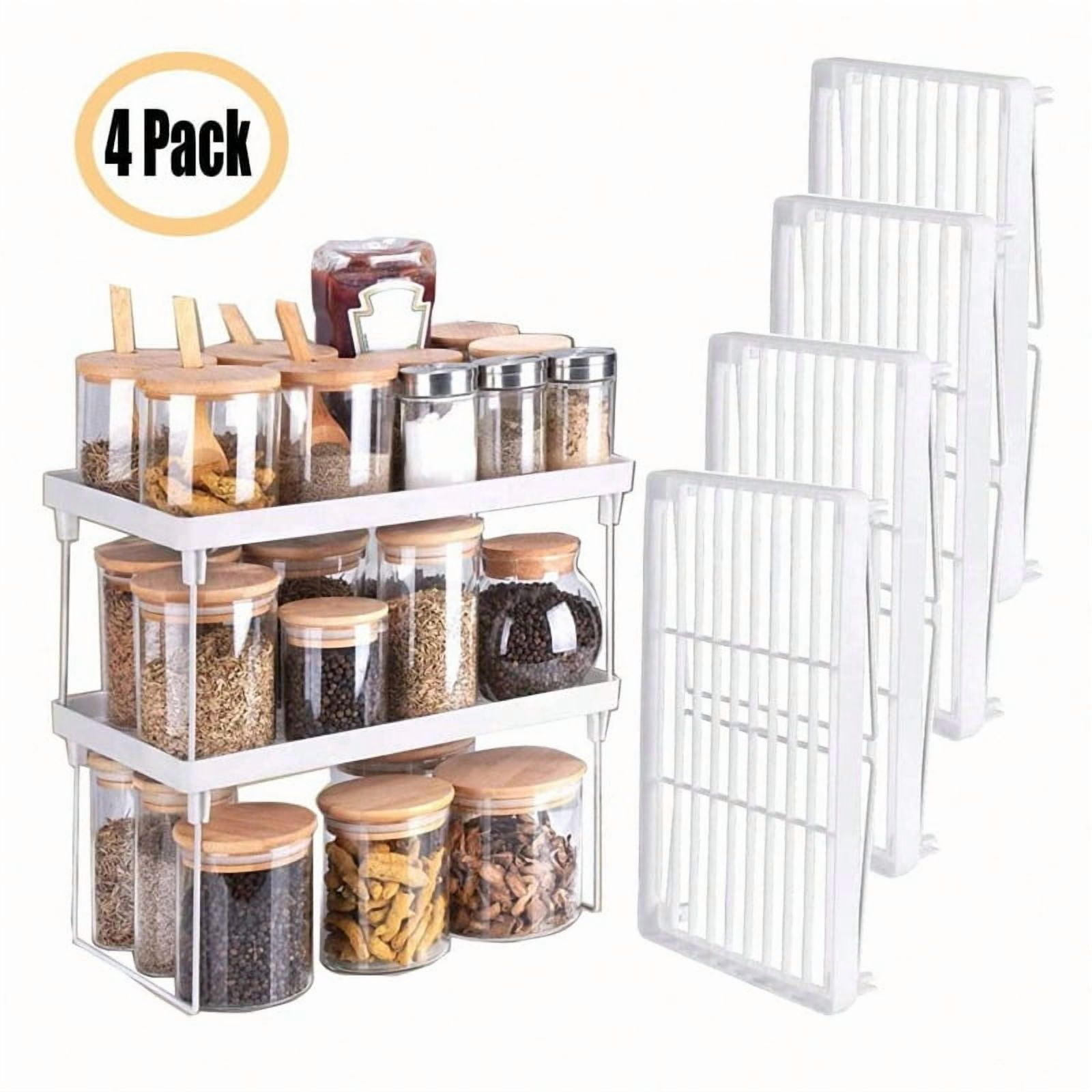 Stackable Kitchen Shelves 4-Pack - Foldable Plastic Organizer For ...