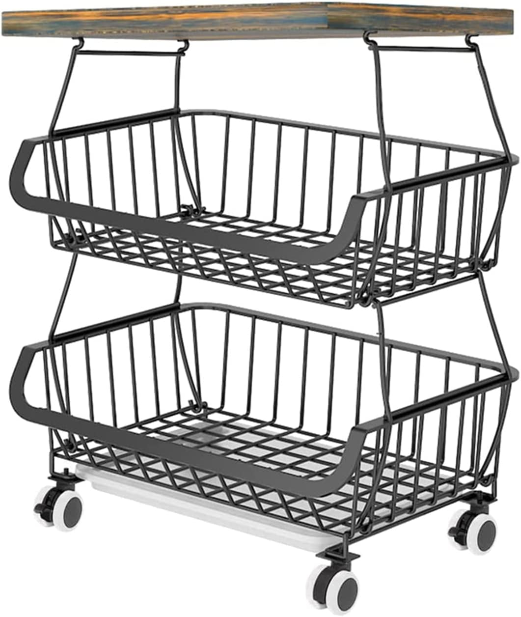 Stackable Kitchen Storage Baskets with Tabletop Metal Fruits Vegetables ...