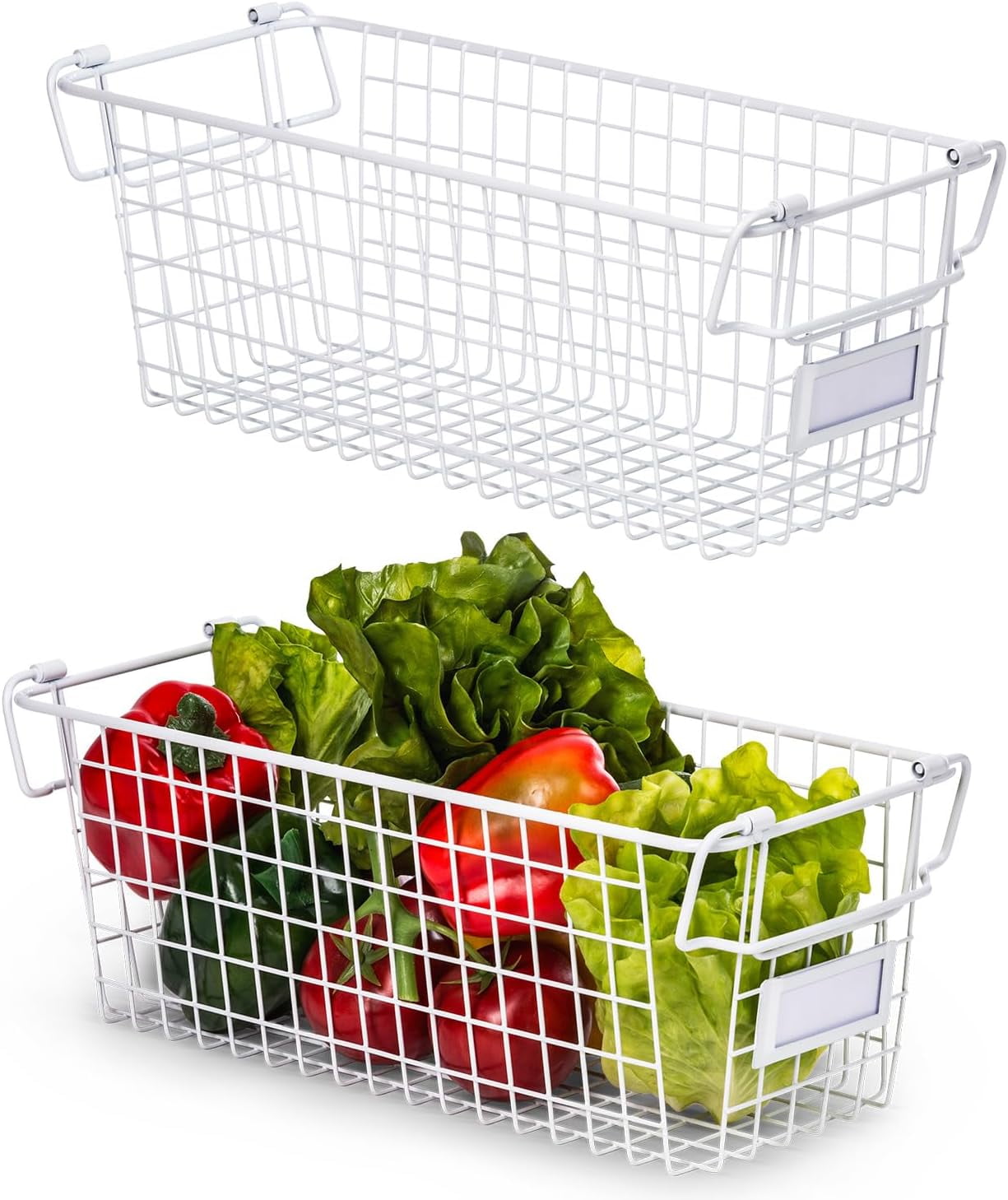 Stackable Large Wire Baskets for Organizing — Set of 2 Snack & Chips ...
