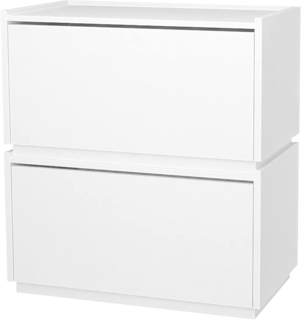 Stackable Lift-up Door Cabinet Dresser, Set of 2 Storage Bins with Lids ...