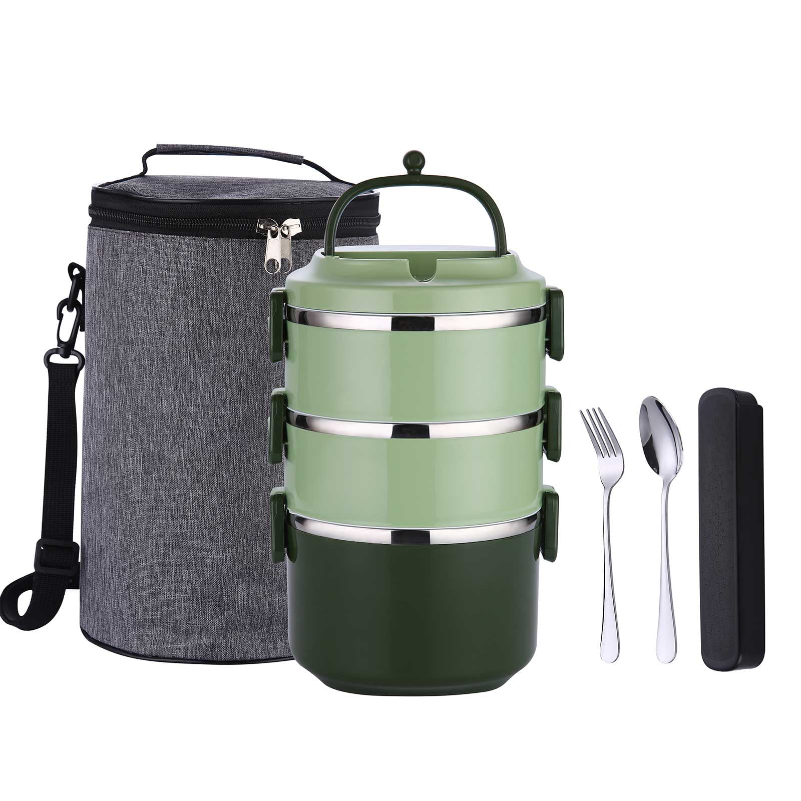 Stackable Lunch Box,YFBXG 3 Tier Stainless Steel Thermal Bento Lunch ...