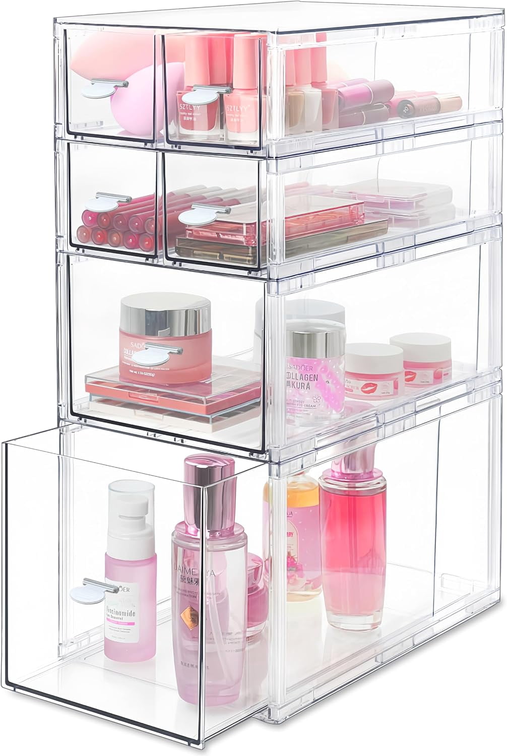 Stackable Makeup Organizer, Acrylic Storage Organizer with 6 Drawers ...