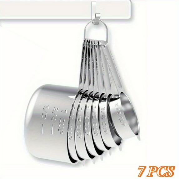 Stackable Measuring Cups Set of 7, Stainless Steel Cups with Engraved ...