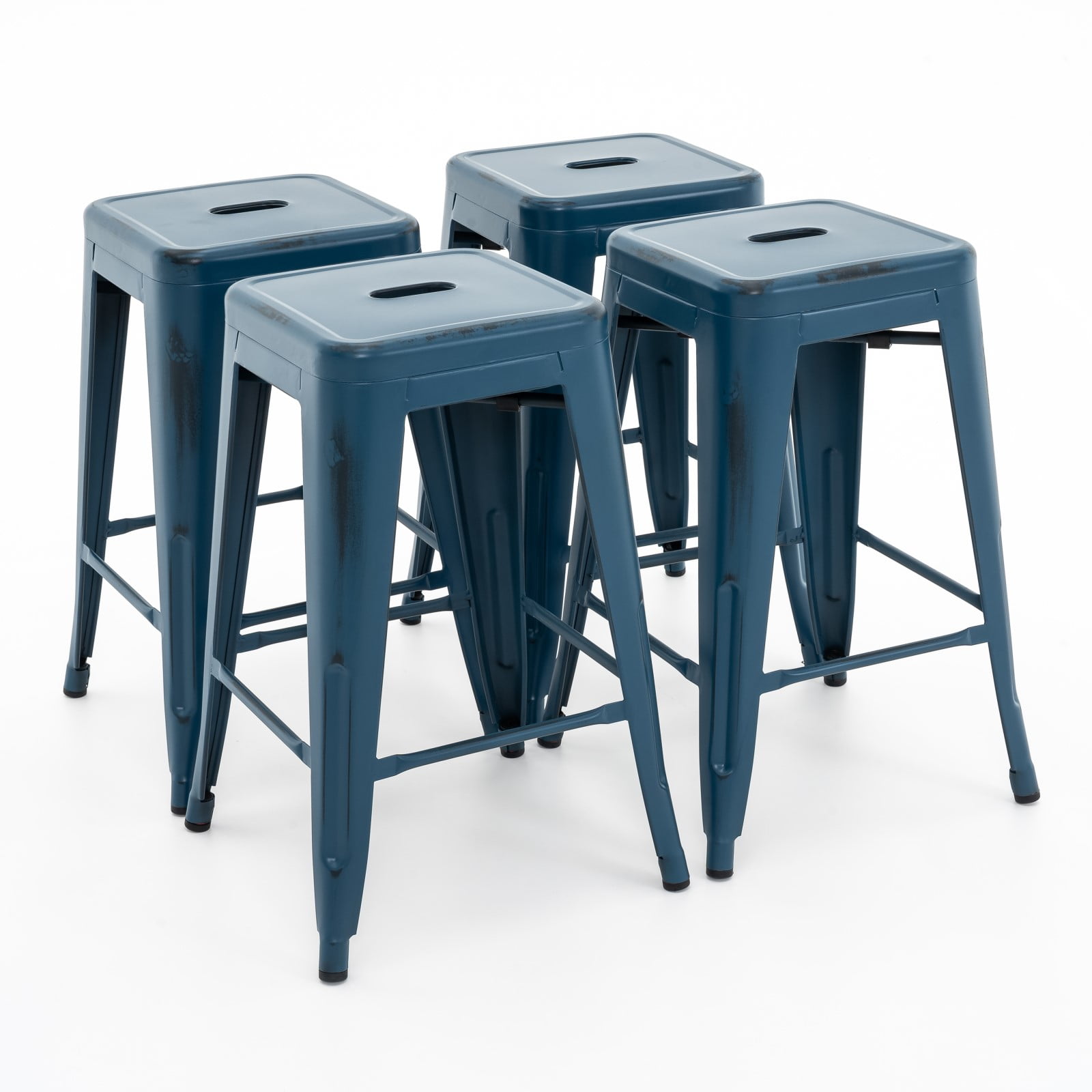 Stackable Metal Bar Stools Set of 4, Counter Height Bar Stools 24 ...