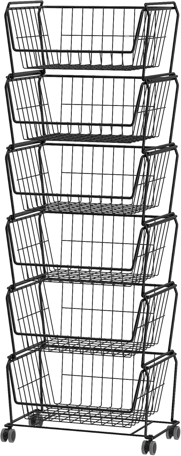 Stackable Metal Storage Carts, Dual Use Shelf for Kitchen Fruit ...