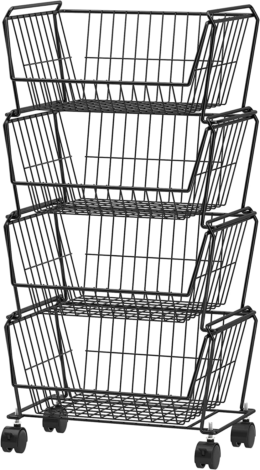 Stackable Metal Storage Carts, Dual Use Shelf for Kitchen Fruit ...