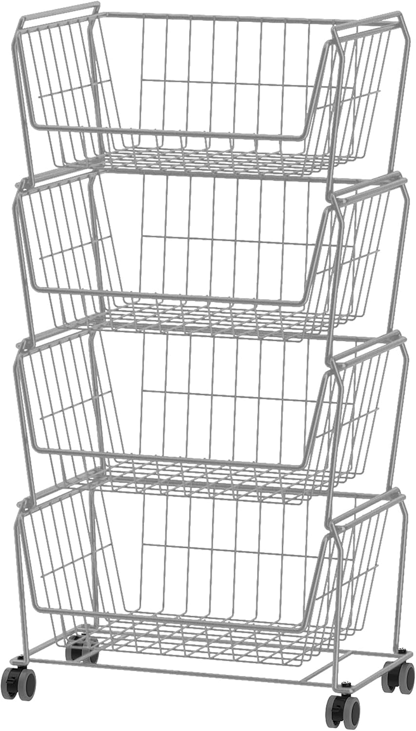 Stackable Metal Storage Carts, Dual Use Shelf for Kitchen Fruit ...