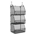 Stackable Metal Wire Storage Baskets Black-3pcs For Kitchen Closet ...