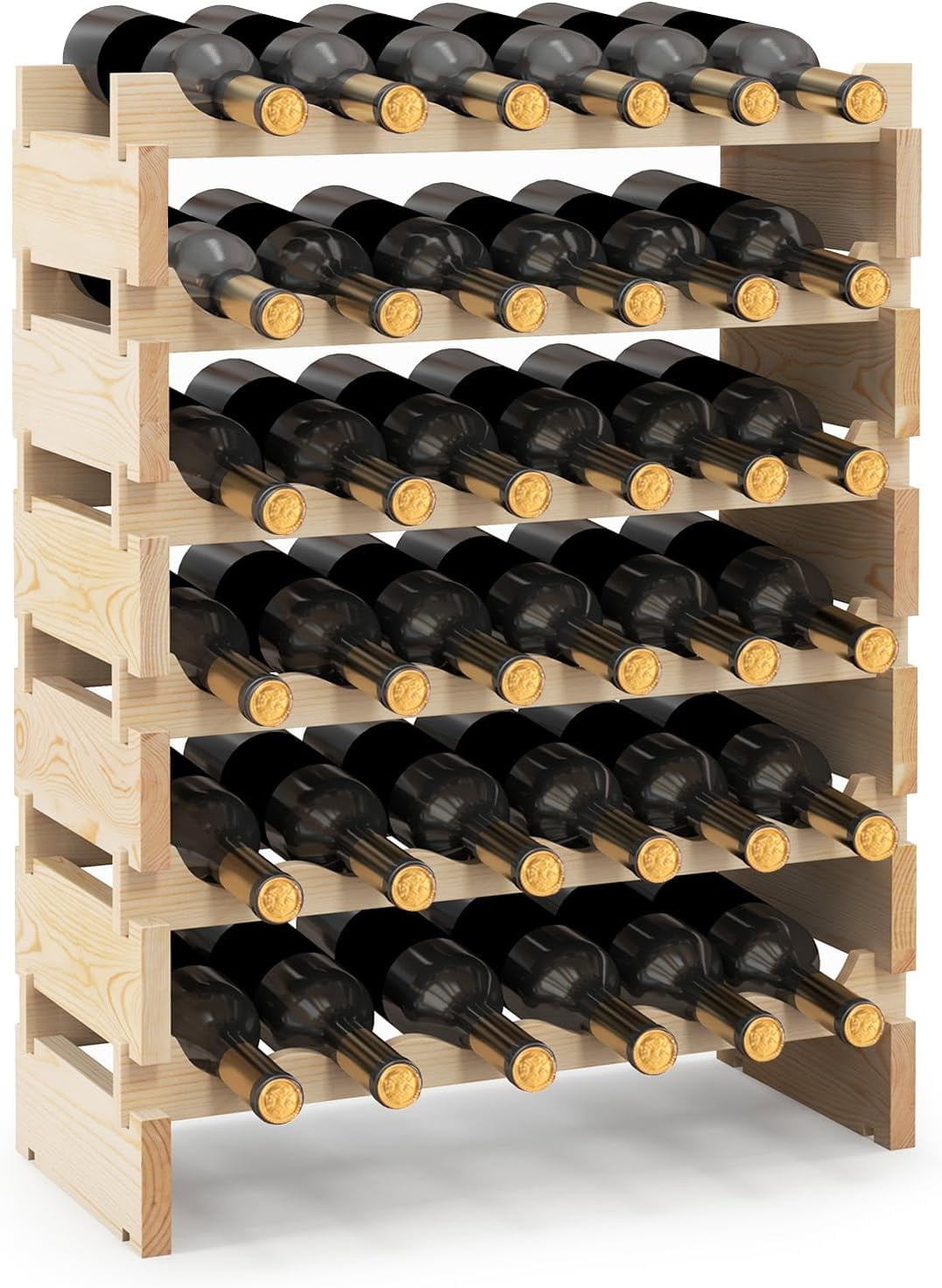 Stackable Modular Wine Rack, 6-Tier 36 Bottles Wine Bottle Holder ...