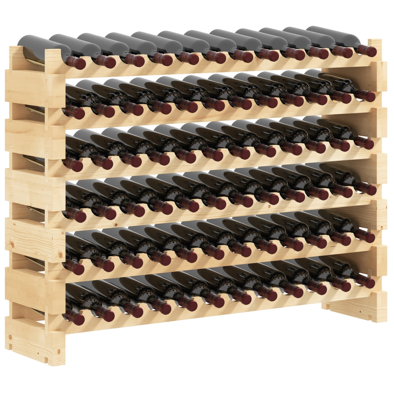 Stackable Modular Wine Rack, 6-Tier 72 Bottles, Freestanding Wines ...