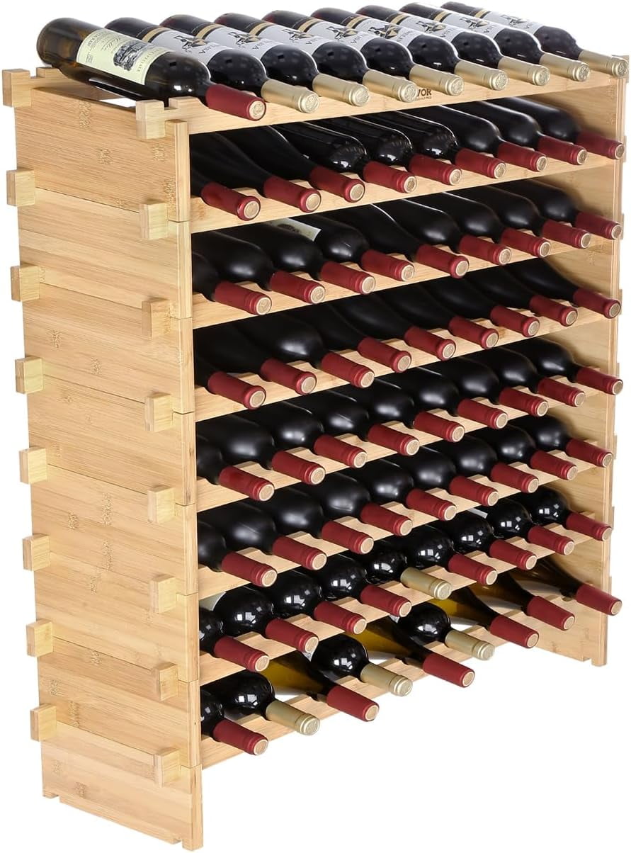 Stackable Modular Wine Rack, 8-Tier 72 Bottles, Freestanding Wines Holder Display Shelf, Solid ...