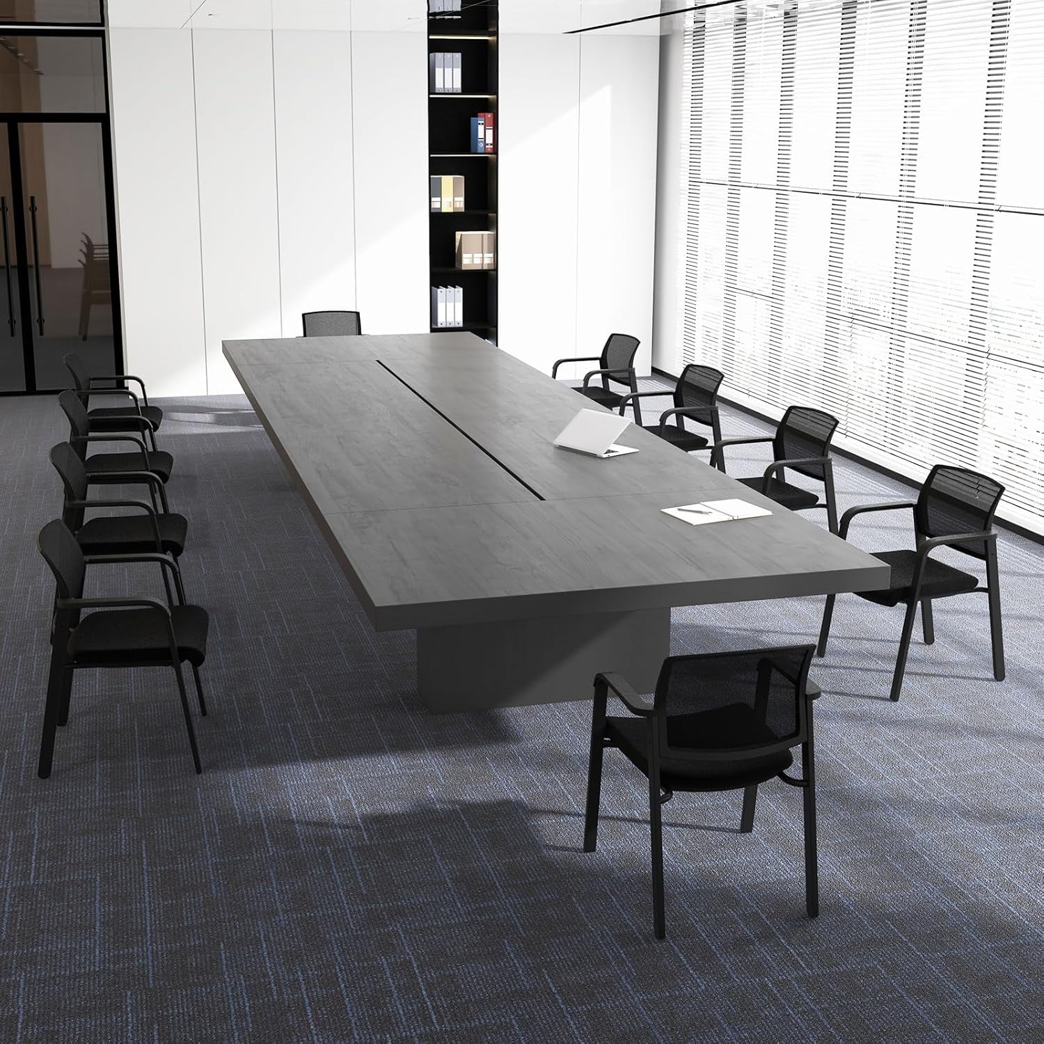 Stackable Office Guest Chairs with Mesh Backrest & Armrests, Black, for ...