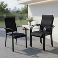 Stackable Outdoor Dining Chairs Set of 4 – Heavy-Duty Metal Frame Patio ...