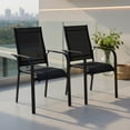 Stackable Outdoor Patio Dining Chairs Set of 2 – Heavy-Duty Metal Frame ...