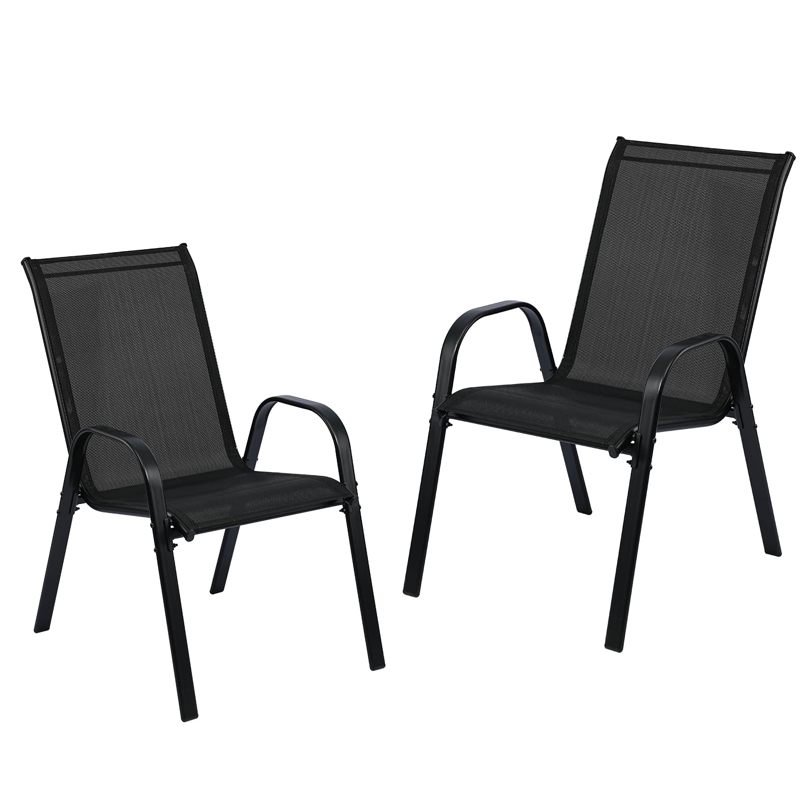 Stackable Outdoor Patio Dining Chairs with Backrest/Armrests for Lawn ...