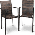 Stackable Outdoor Wicker Dining Chairs Stacking Patio Ratten Dining ...