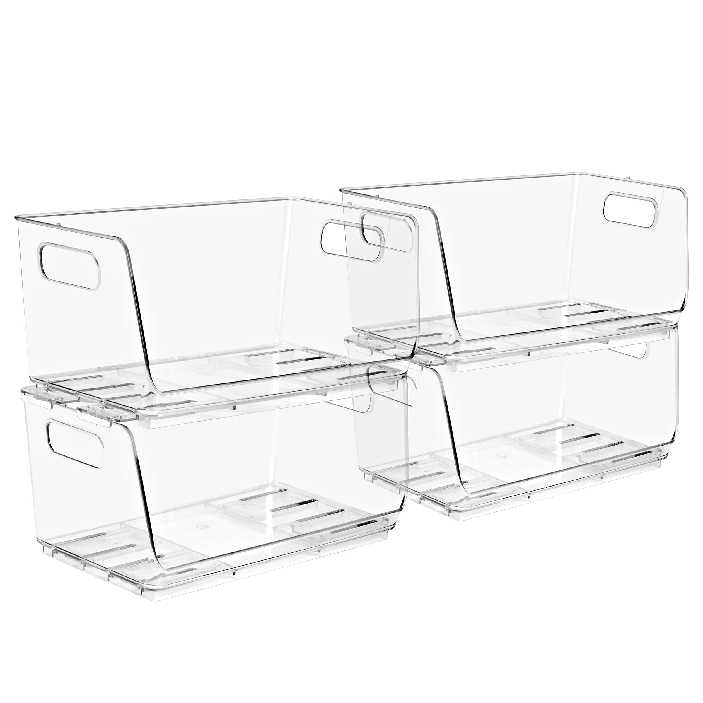 Stackable Pantry Bins with Open Front, Clear Plastic Storage Containers ...