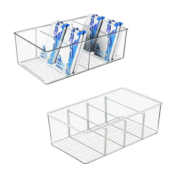 Stackable Pantry Storage Organizers, 2 Pack Clear Plastic Bins for ...