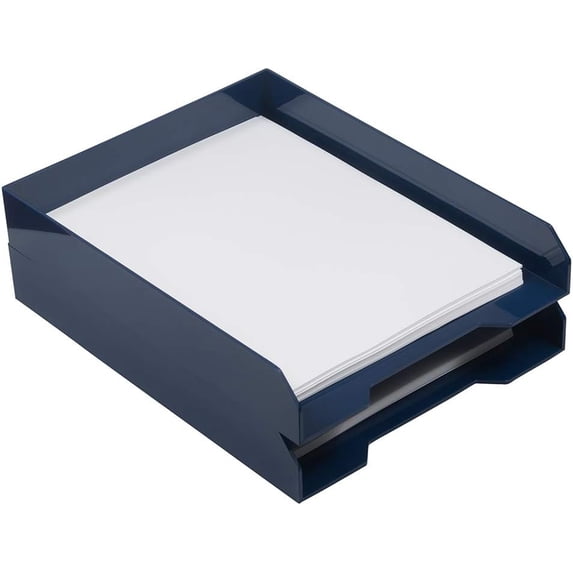 Stackable Paper Trays - Navy Blue - Desktop Document, Letter, & File ...
