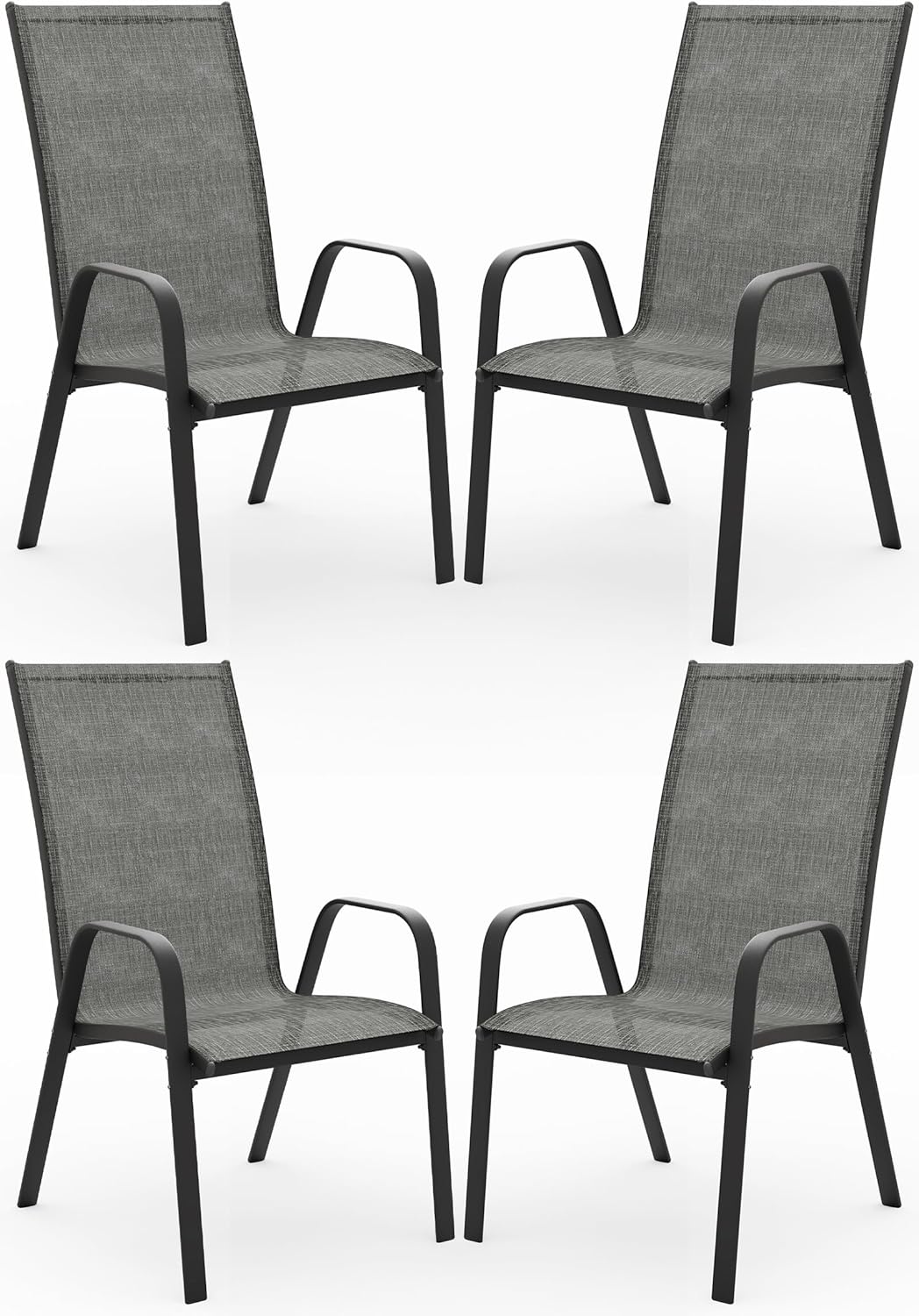 Stackable Patio Chairs - All-Weather Outdoor Dining Set - Walmart.com