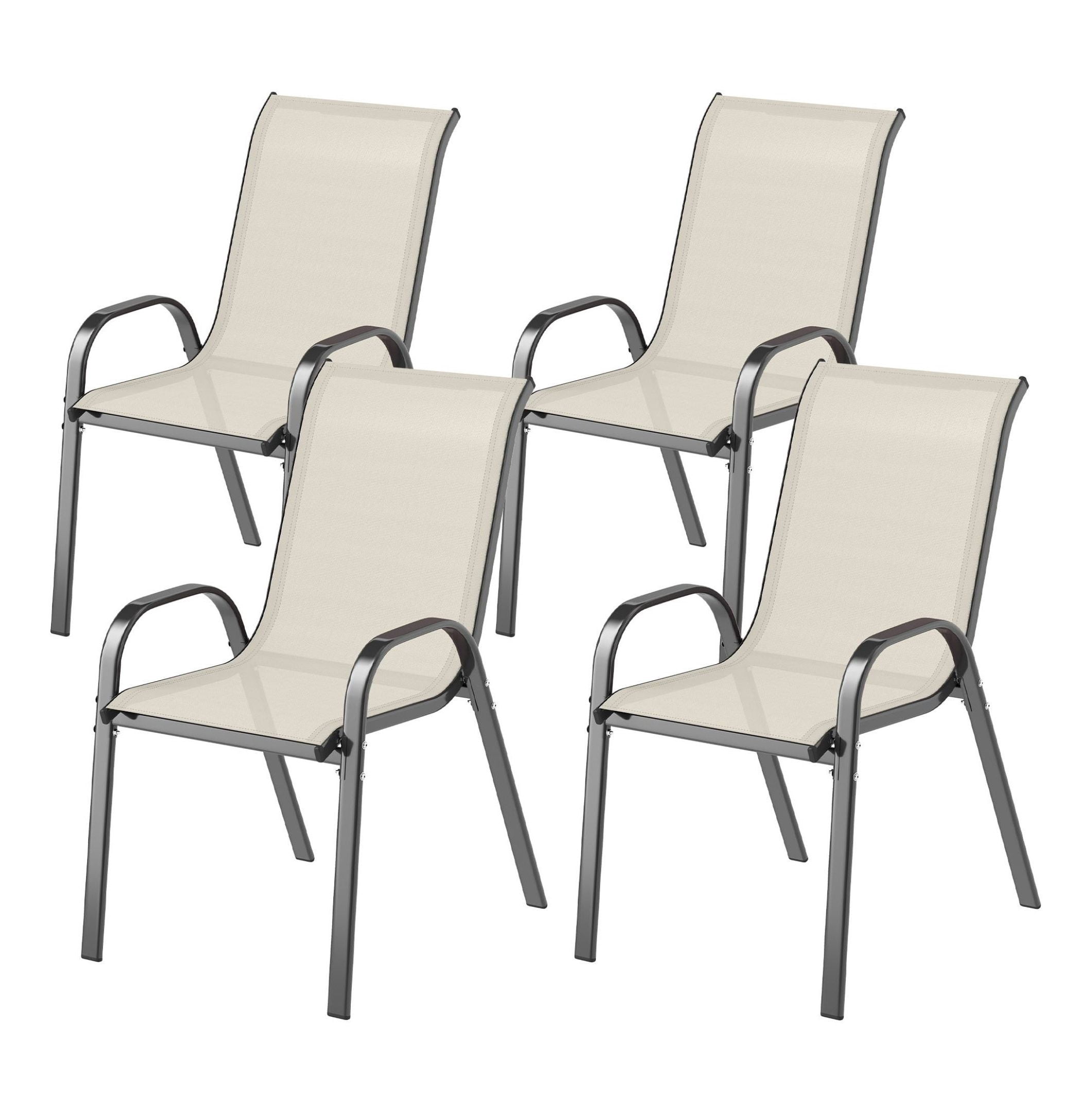 Stackable Patio Dining Chairs Set of 4, Outdoor Furniture High Back ...