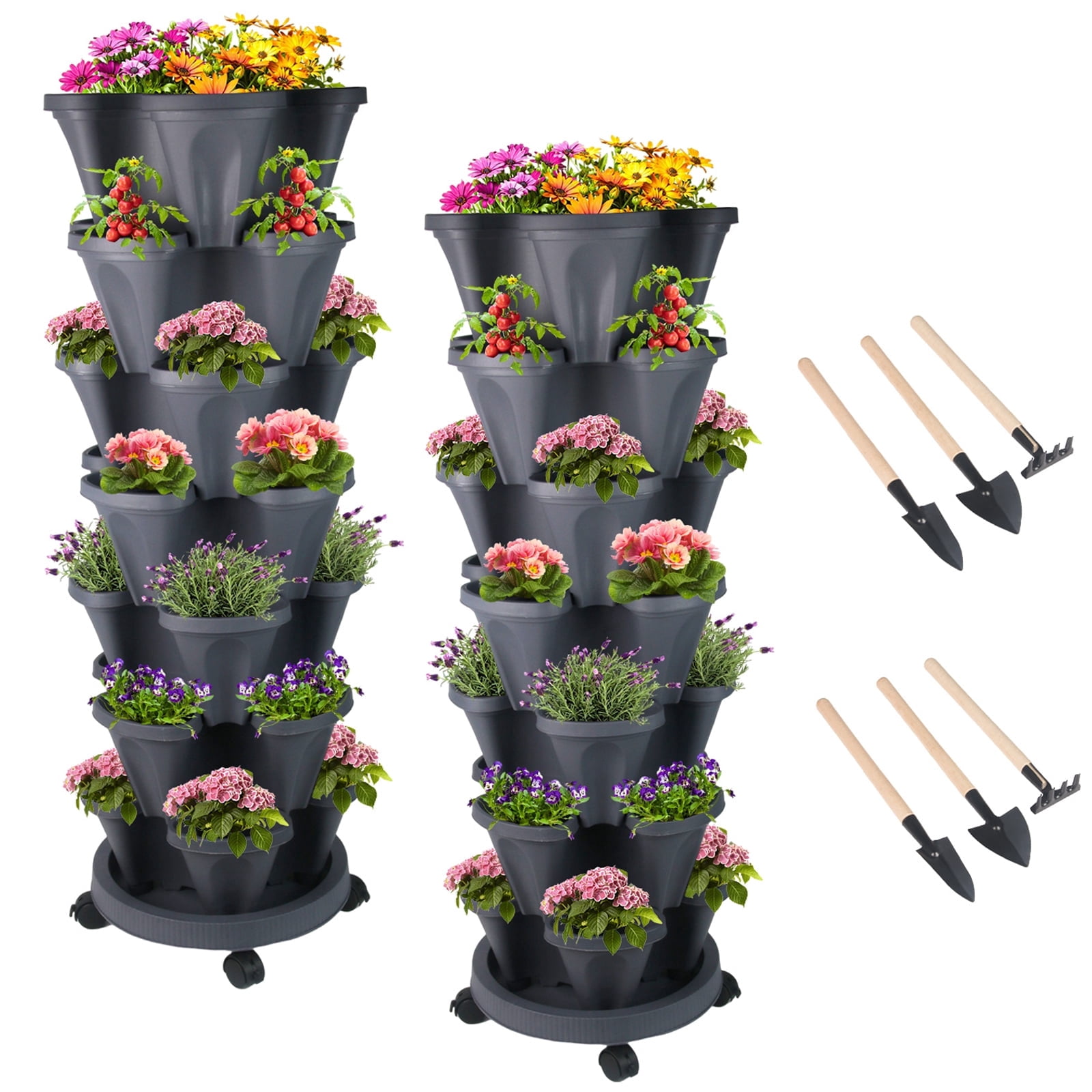 Stackable 7-Tier Indoor/Outdoor Vertical Garden Planter for Vegetables ...