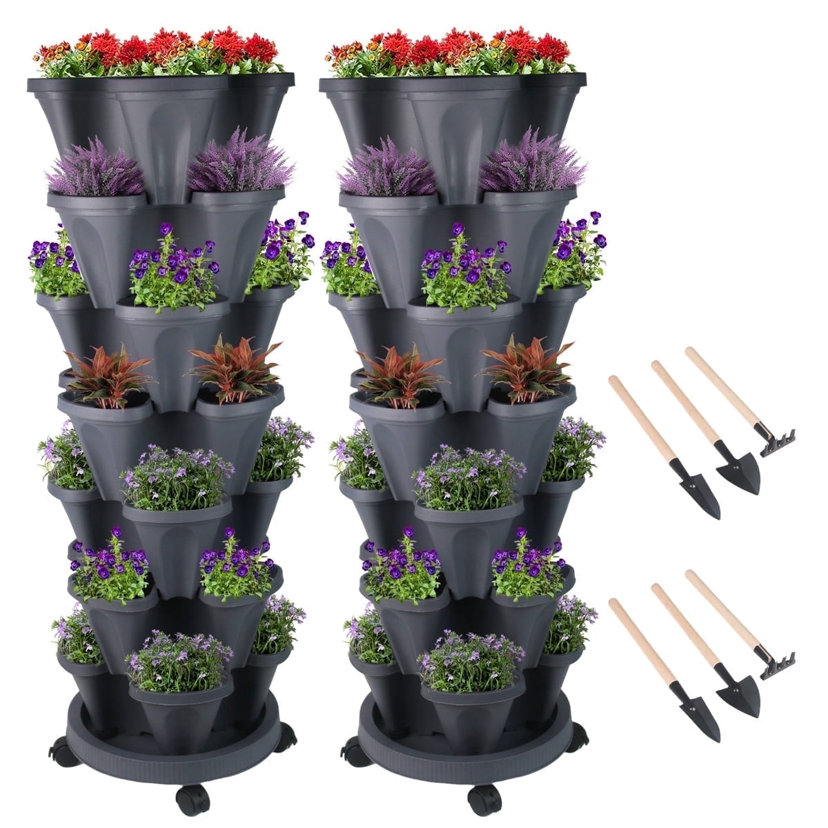 Stackable 7-Tier Indoor/Outdoor Vertical Garden Planter for Vegetables ...