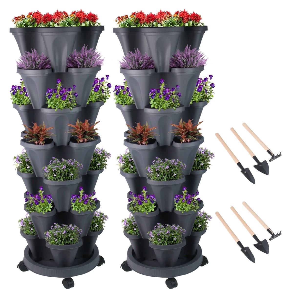 Stackable 7-Tier Indoor/Outdoor Vertical Garden Planter for Vegetables ...