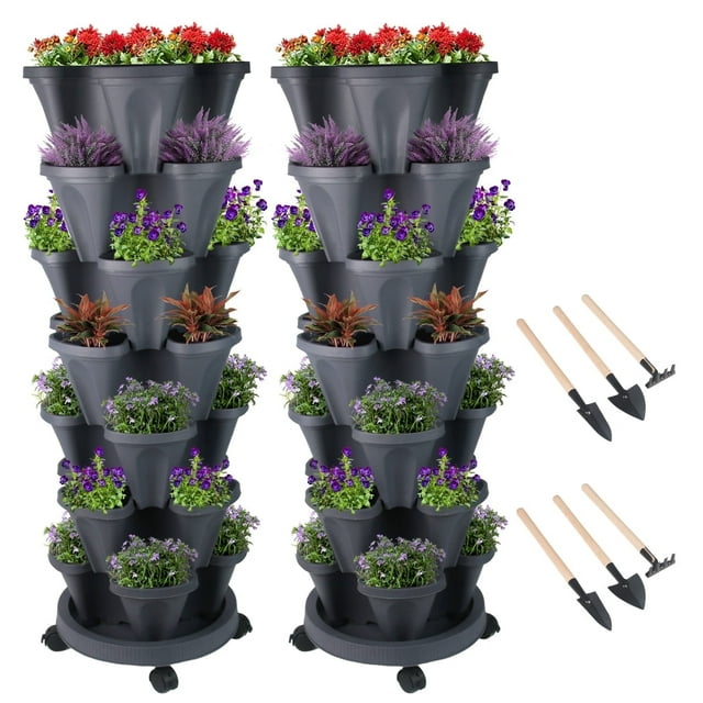 Stackable 7-Tier Indoor/Outdoor Vertical Garden Planter for Vegetables ...