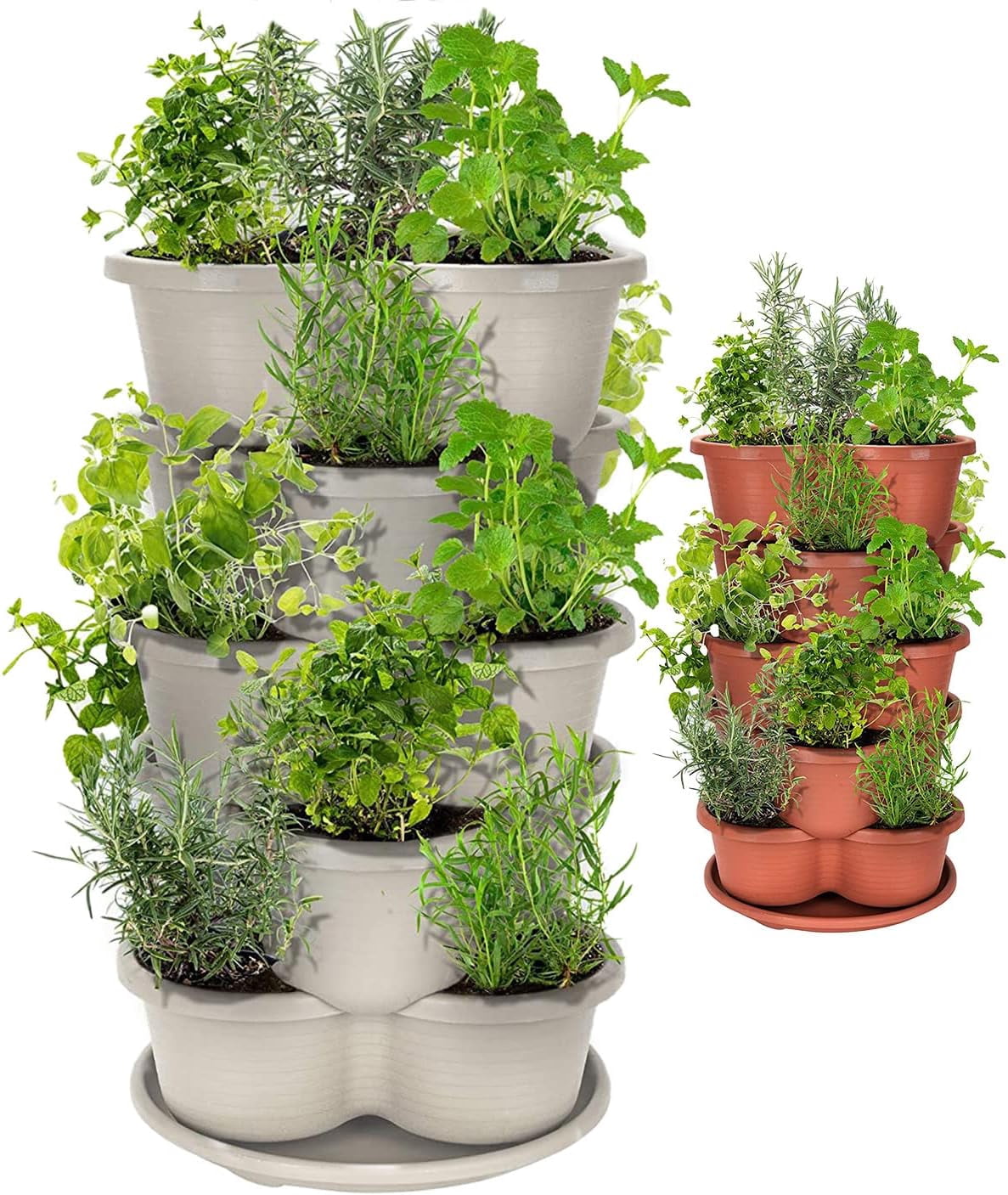 Stackable Planter, Terracotta 5-Tier Vertical Garden Planter, Grow Your ...