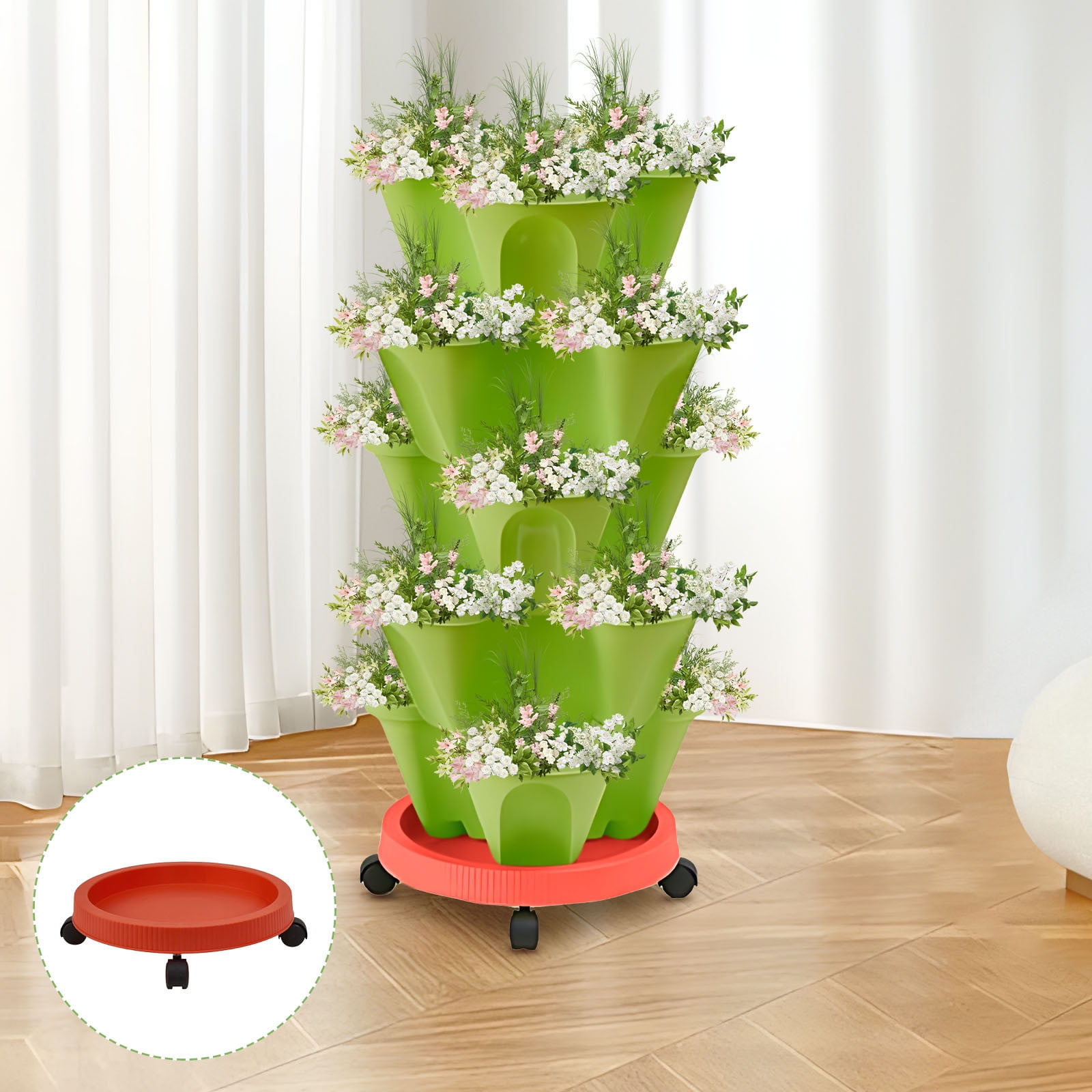 Stackable Planter Tray Movable Base for Strawberry Pots Vertical ...