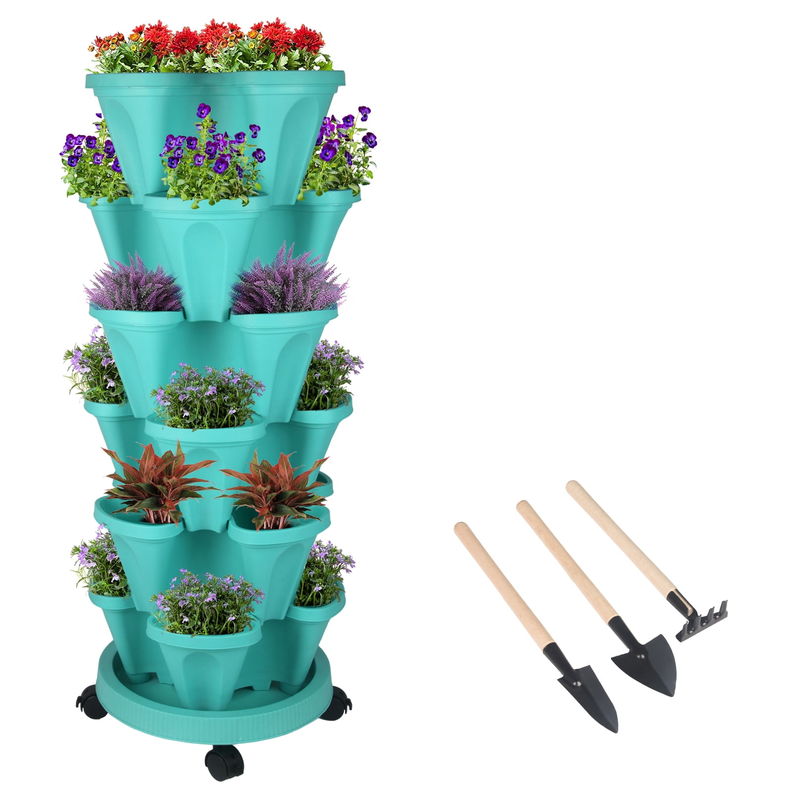 Stackable Planters 6 Tier Vertical Planters Strawberry, Herb, Flower ...