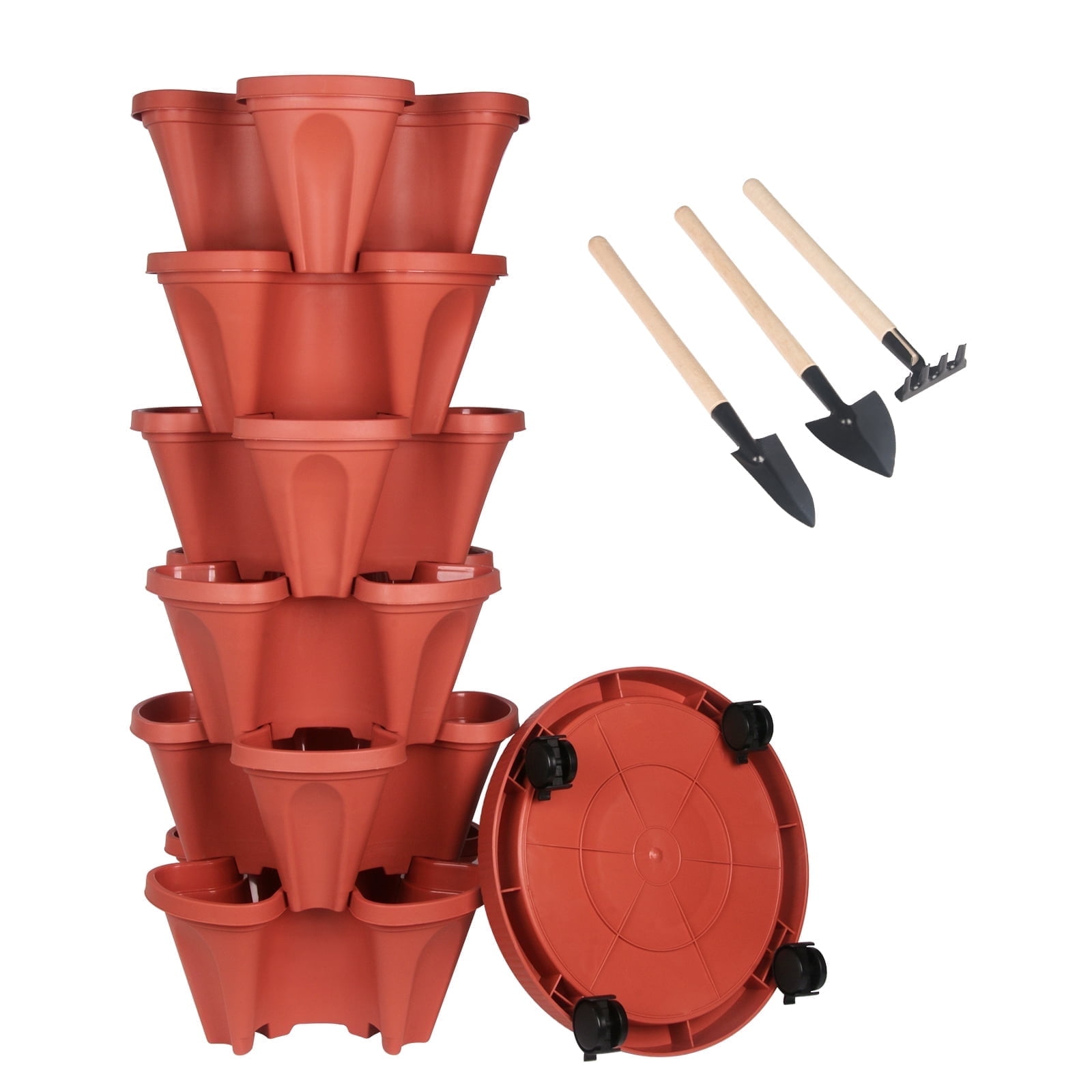 Stackable Planters - Space Saving 6-Tier Indoor Outdoor Vertical ...