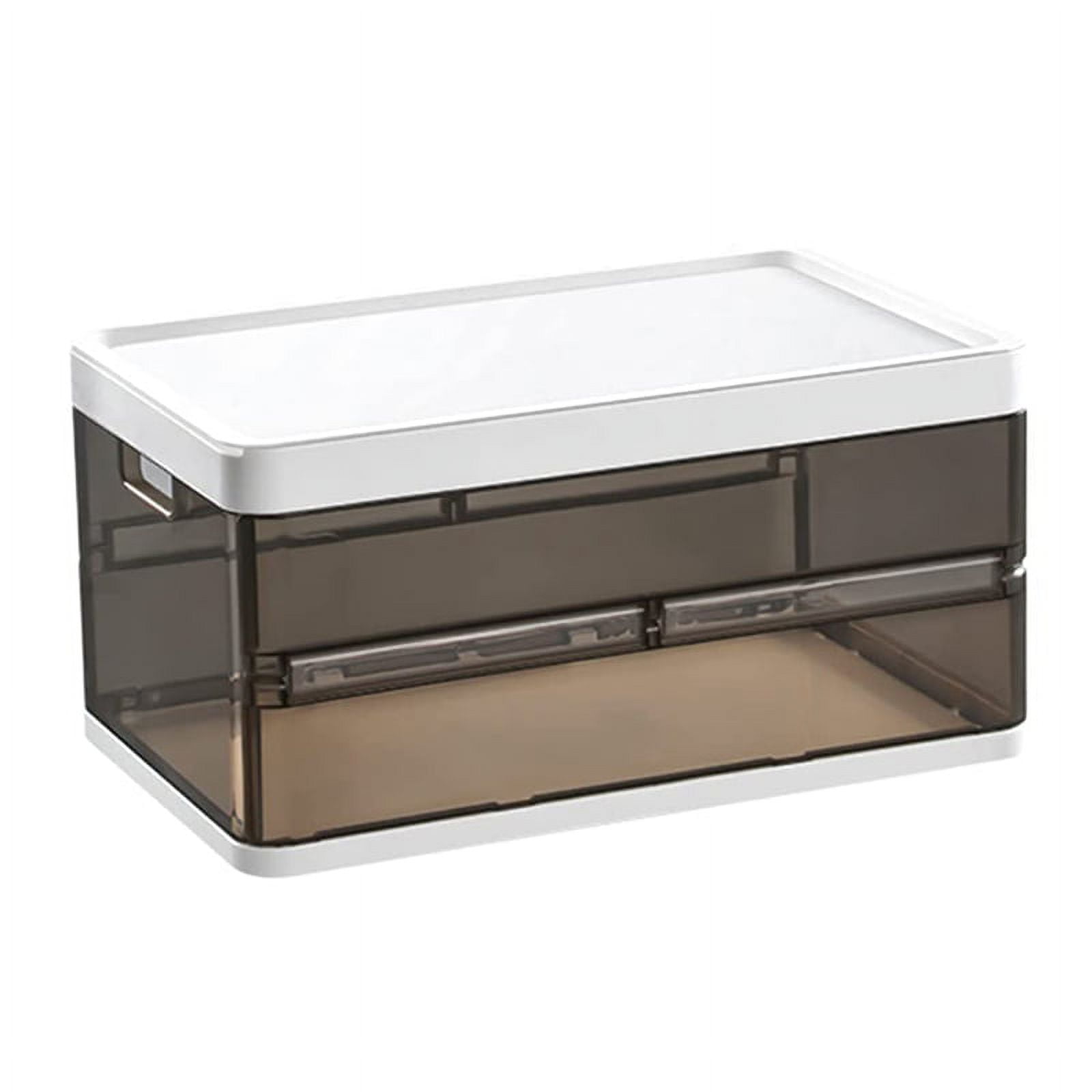 Stackable Plastic Bins with Lid,Foldable Closet Organizers Box,Drawer ...