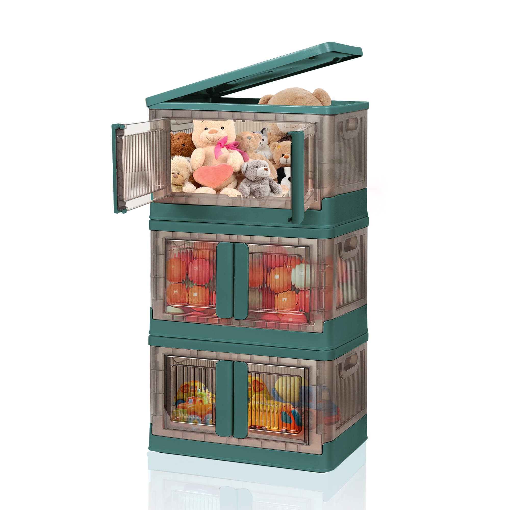 Stackable Plastic Closet Organizer Bins with Lids, 8.4Gal Clear Storage ...