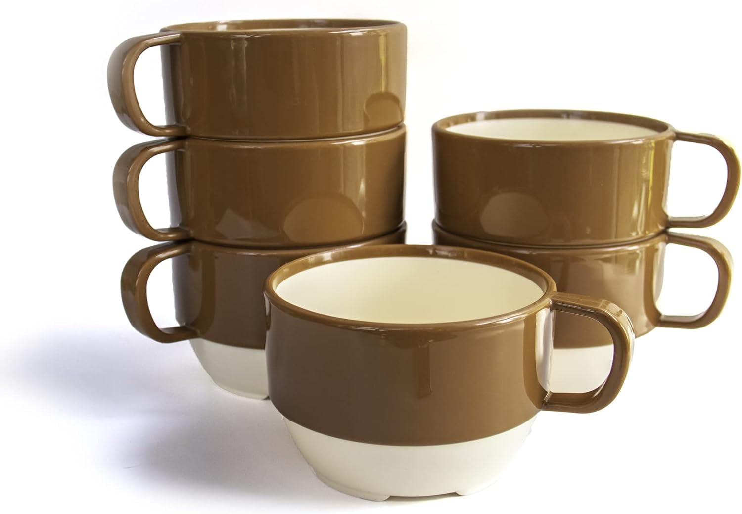 Stackable Plastic Coffee Cups with Handle (6 Pack) Lightweight Party ...