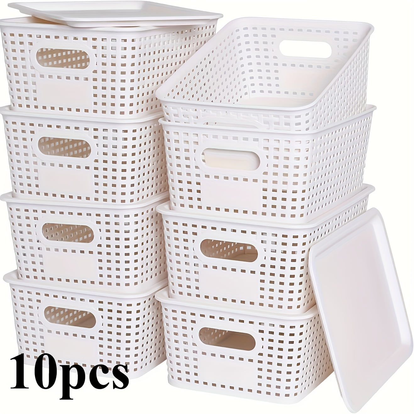 Stackable Plastic Containers (Set of 10) with Lids | Sturdy Desktop ...
