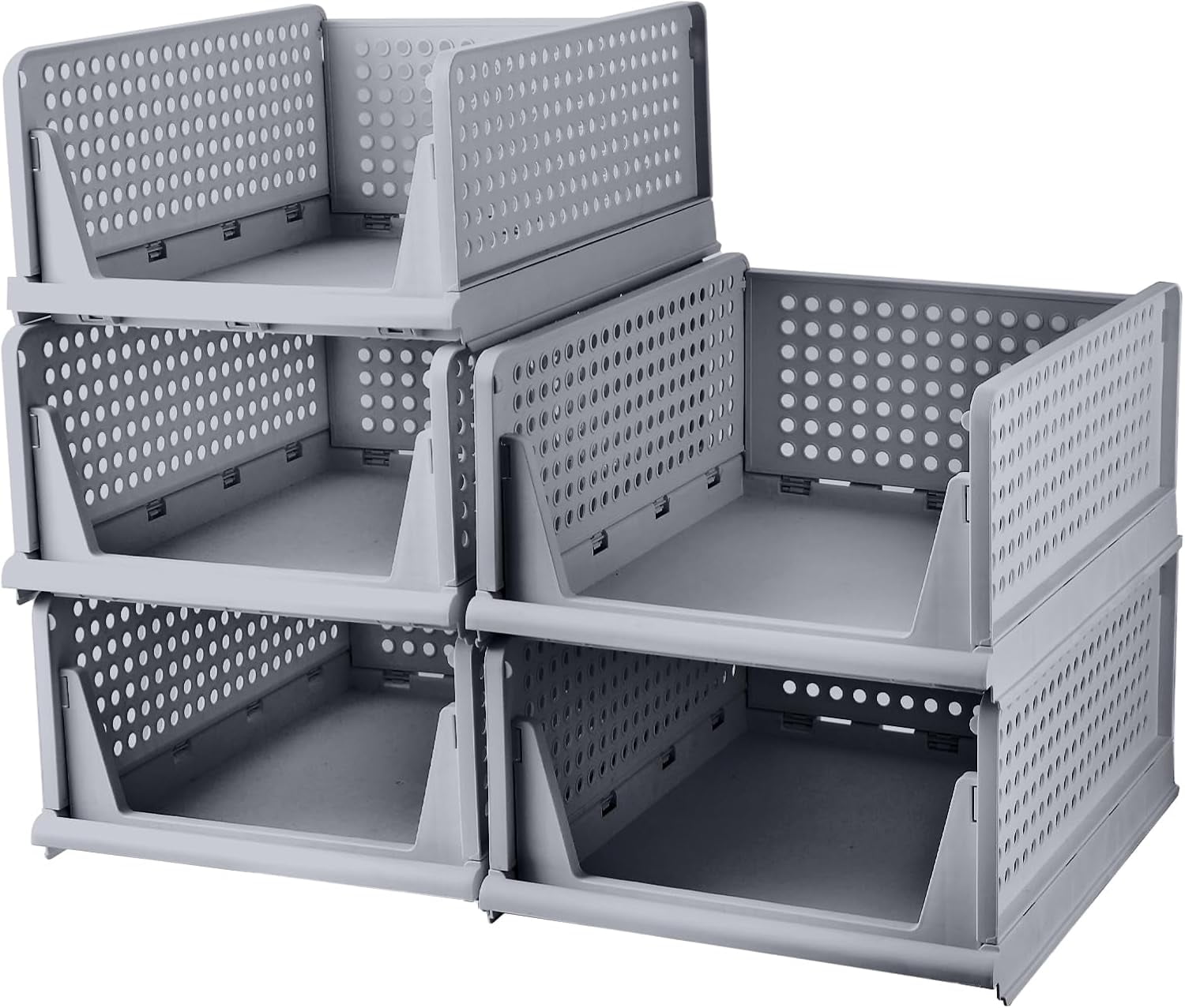 Stackable Plastic Storage Basket - Foldable Closet Organizers and ...