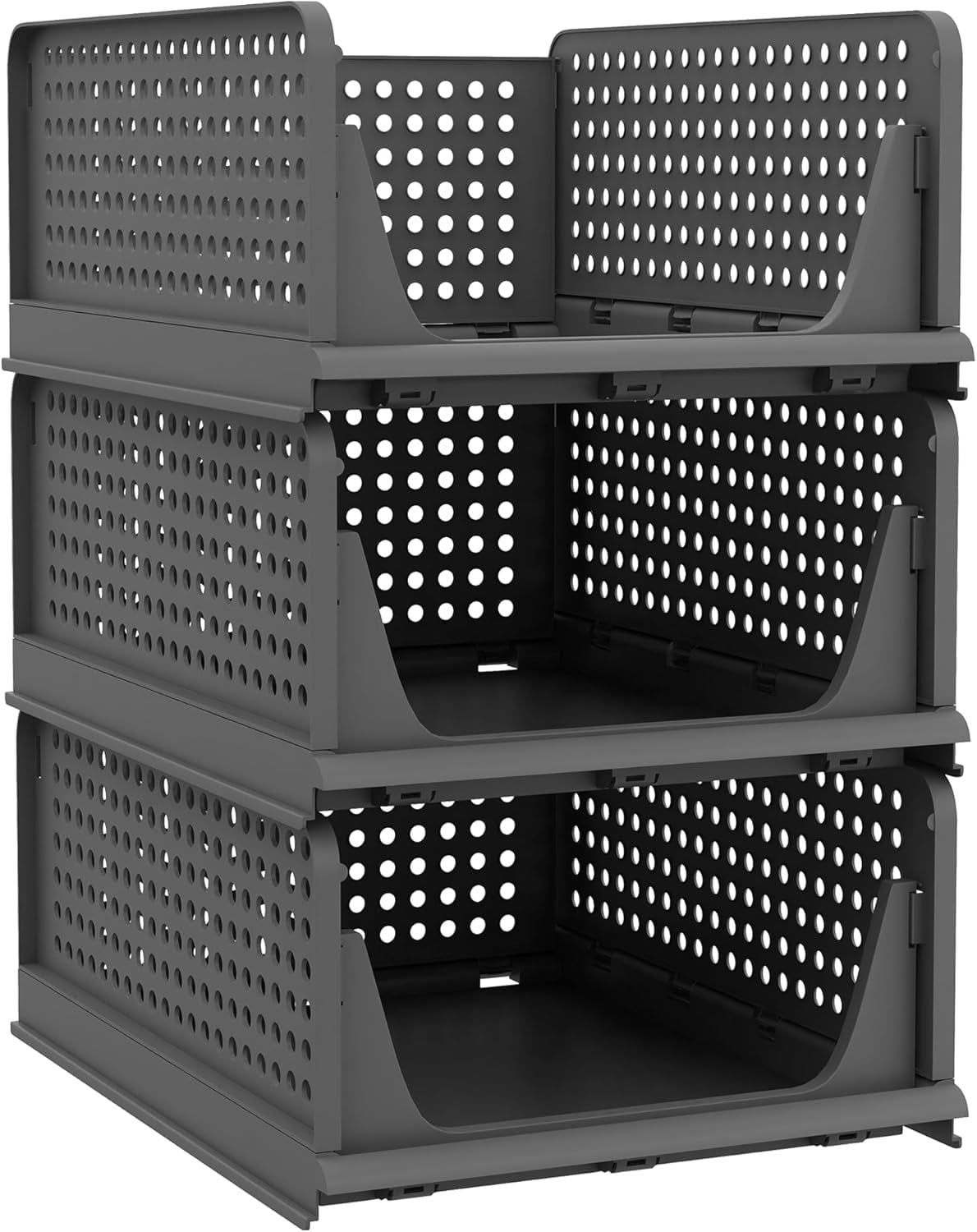 Stackable Plastic Storage Basket, Foldable Closet Organizers and ...