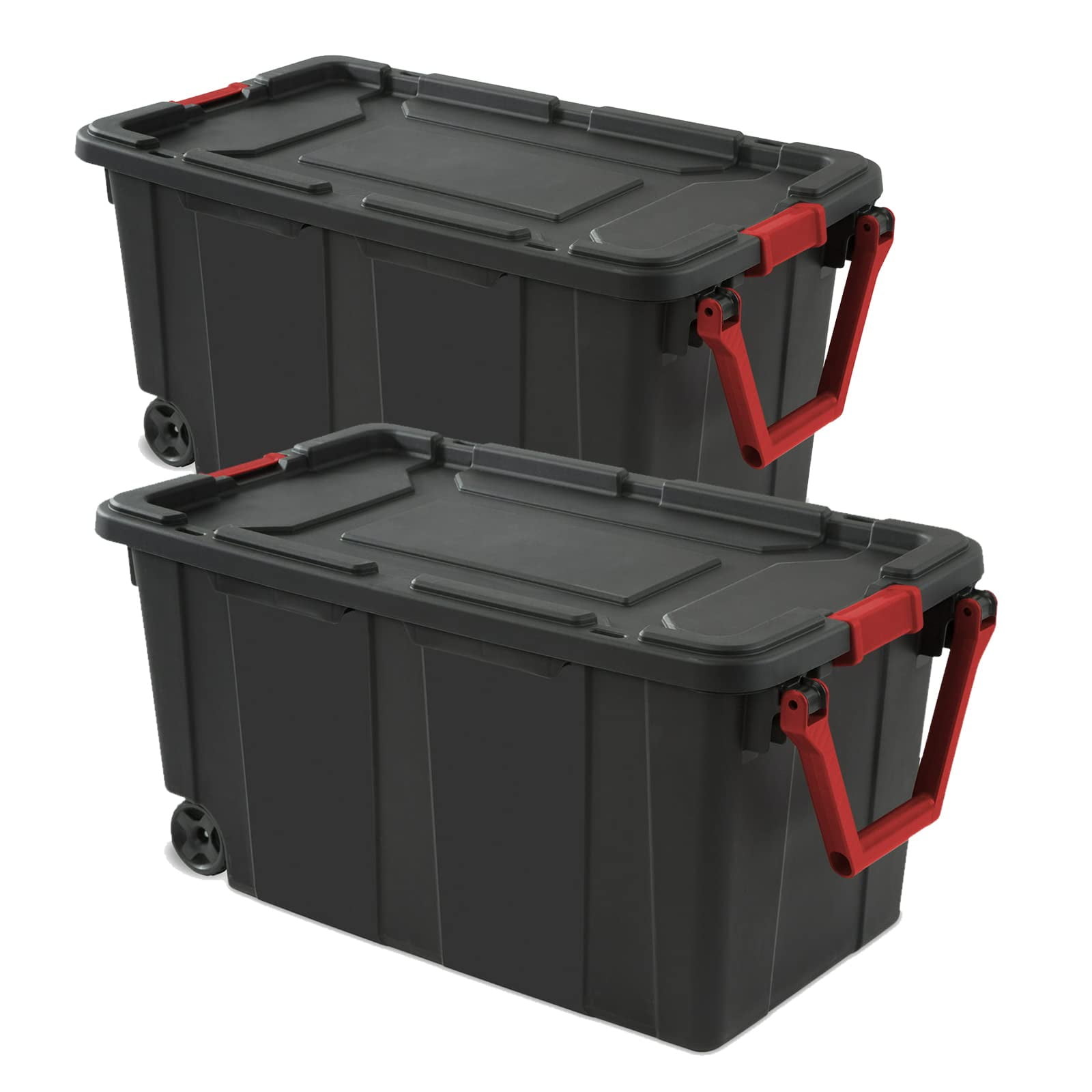 Stackable Plastic Storage Bins 4 Pack with Latching Lids, 2 Layer ...