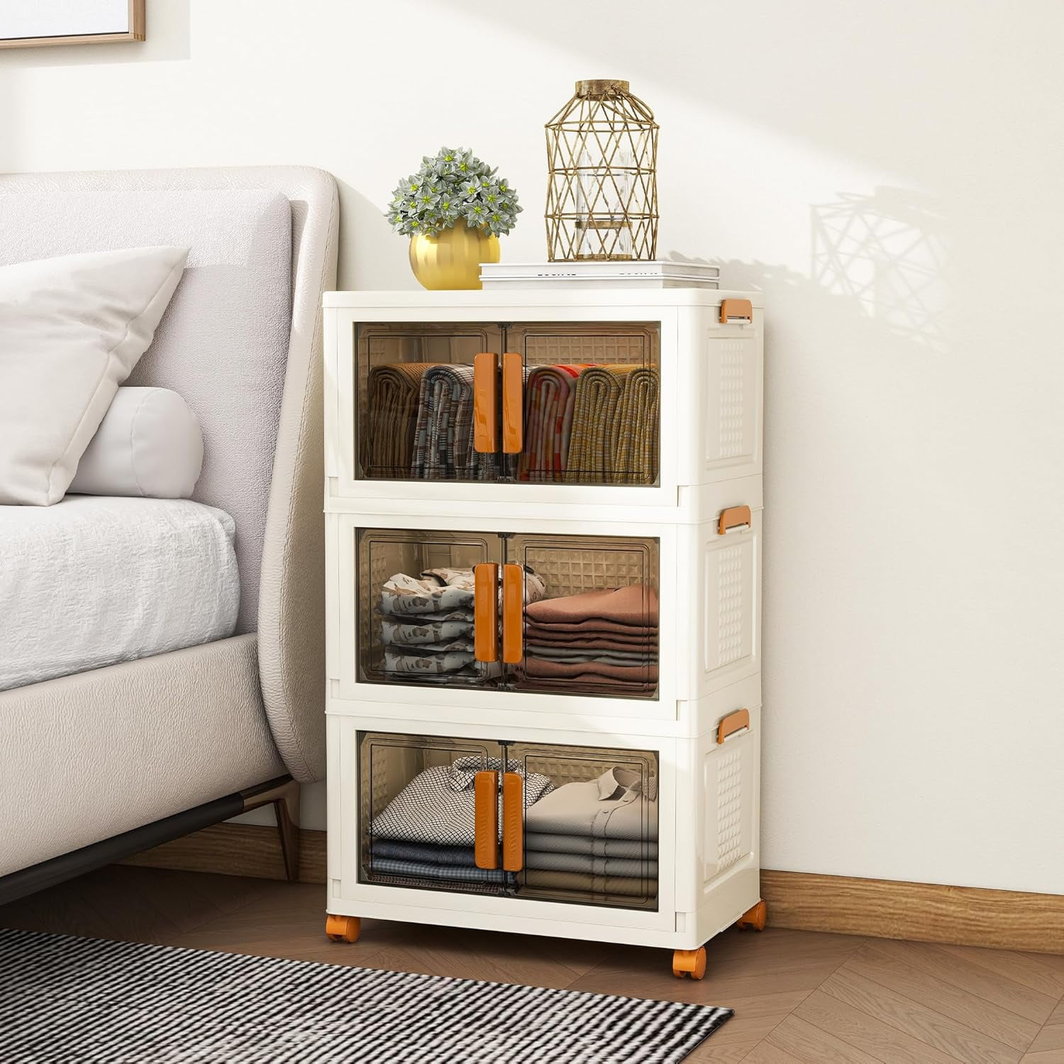 Stackable Plastic Storage Bins with Lid, Organizers and Storage with ...