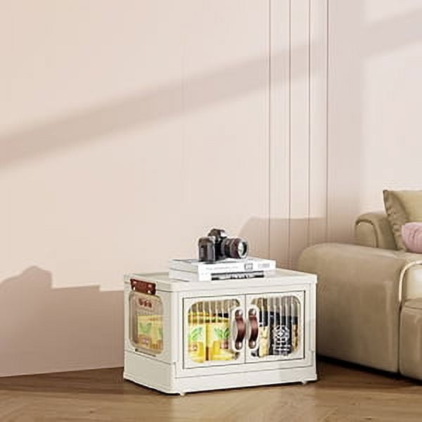 Stackable Plastic Storage Bins with Wheels ，4 Tier Folding Storage Box ...