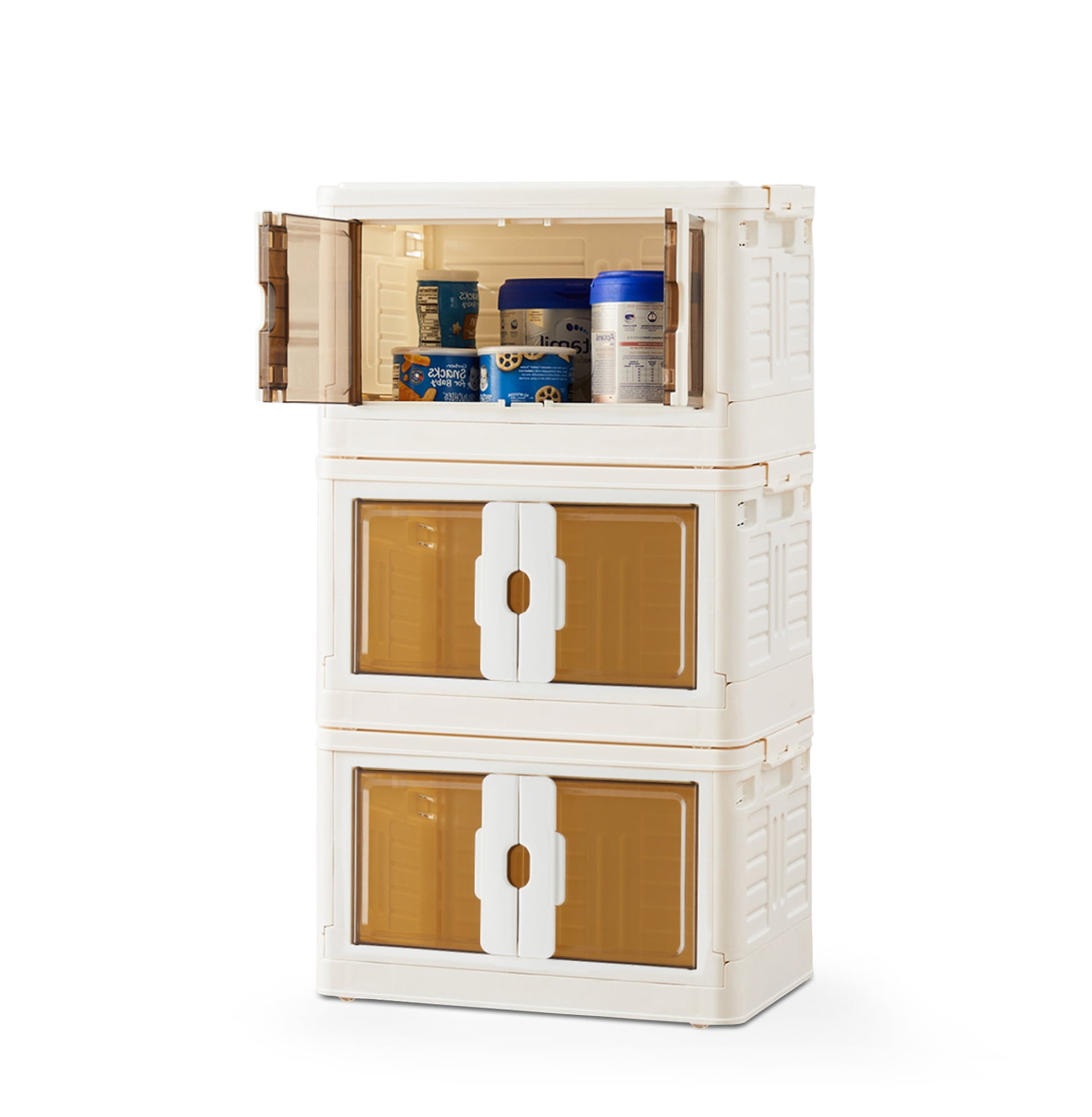 Stackable Plastic Storage Bins with Lids - 37QT Foldable Storage Boxes ...