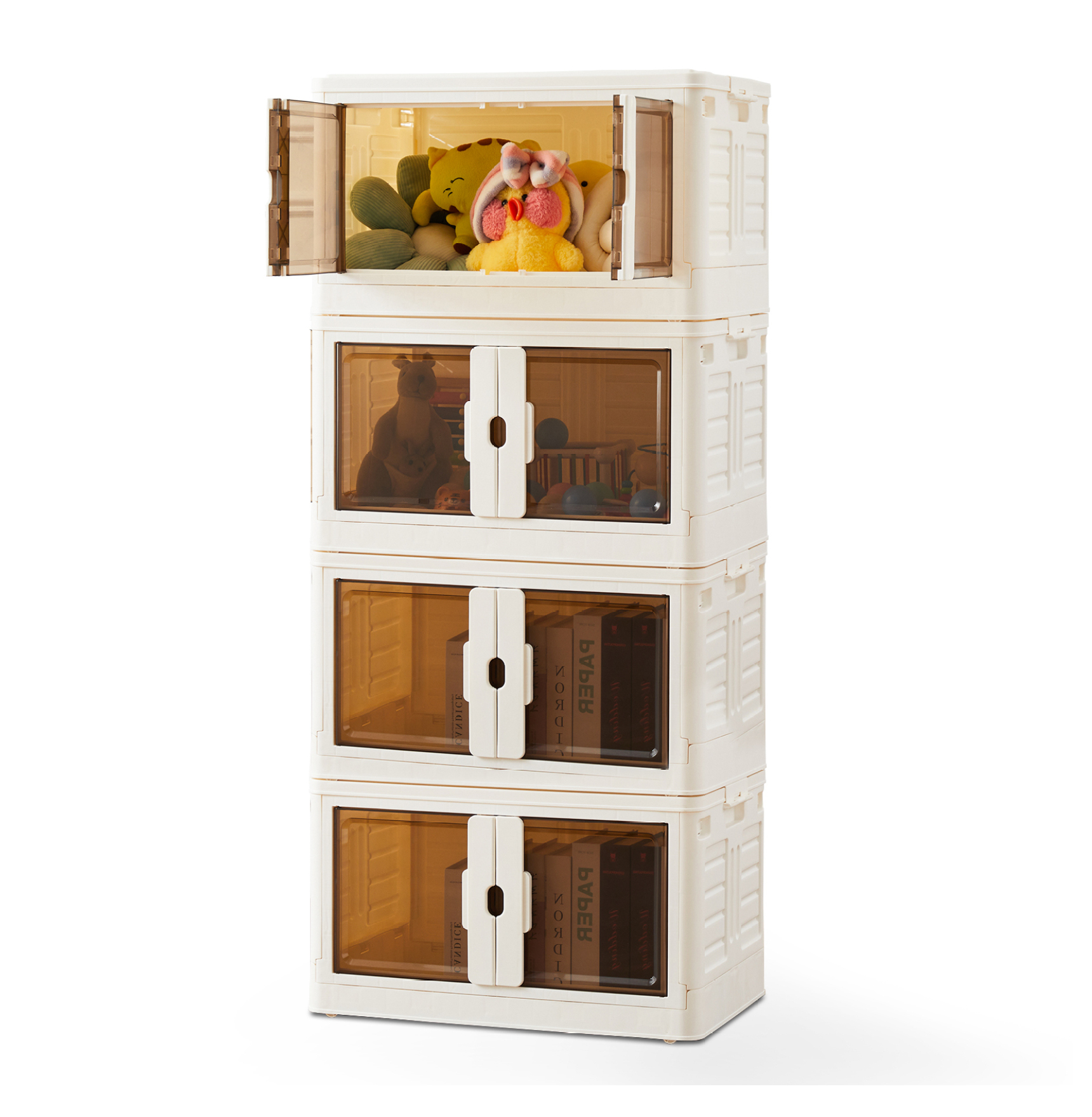 Stackable Plastic Storage Bins with Lids - 37QT Foldable Storage Boxes ...