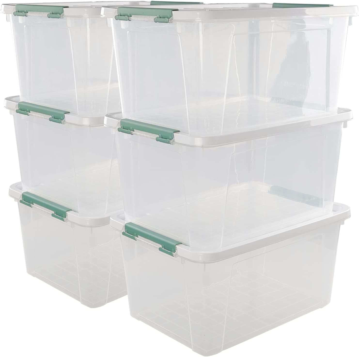 Stackable Plastic Storage Bins with Lids, Durable Clear Containers for ...