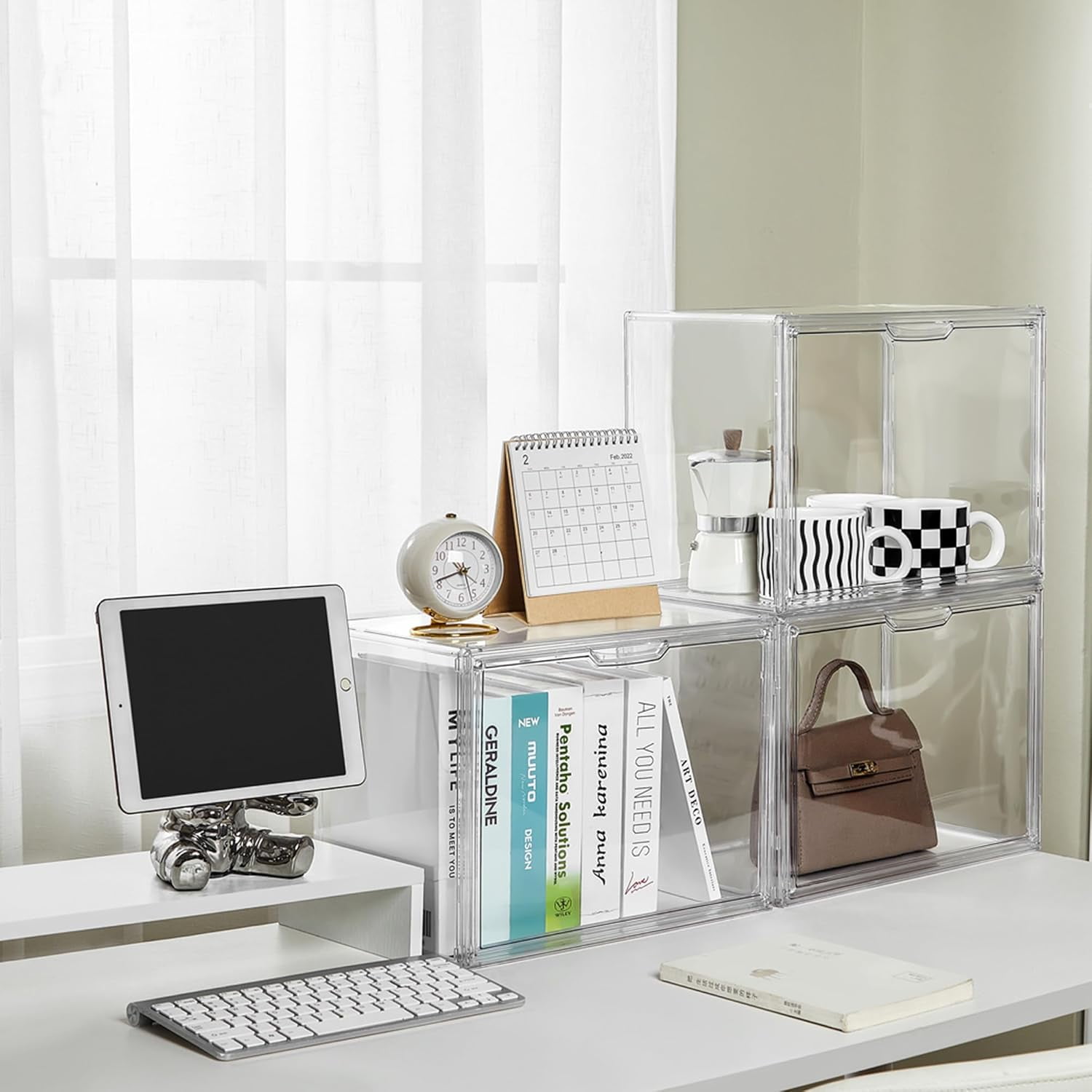 Stackable Plastic Storage Bins with Magnetic Lid, Acrylic Display Case ...